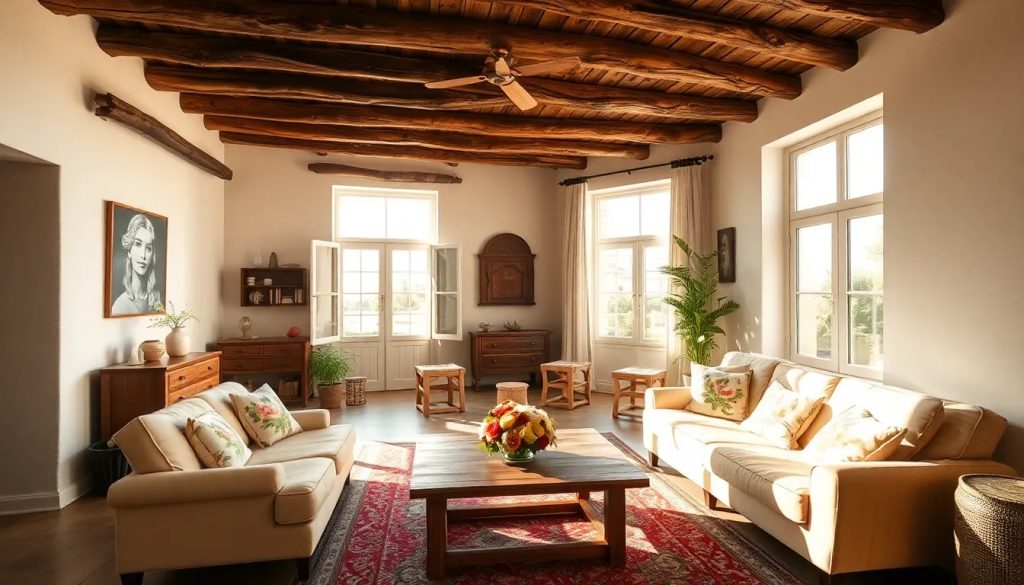 Rústico DECORACIÓN de TECHOS con VIGAS de MADERA